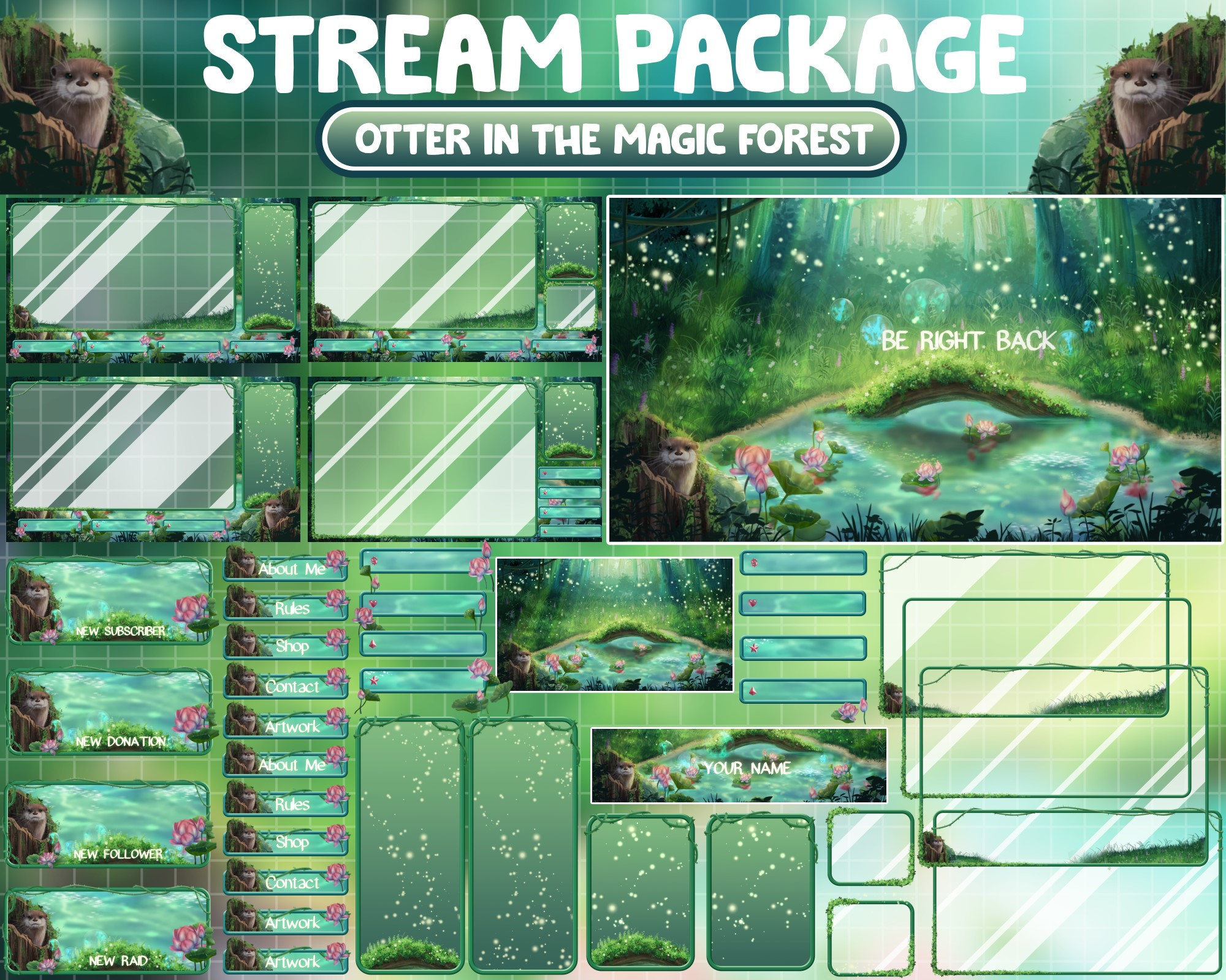 ANIMATED Stream Package / Otter in the Hole Tree / Magical Yellow Fairy ...