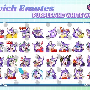 32x Cute Chibi Kawaii Purple White Wolf With Blue Eyes Twitch Discord ...