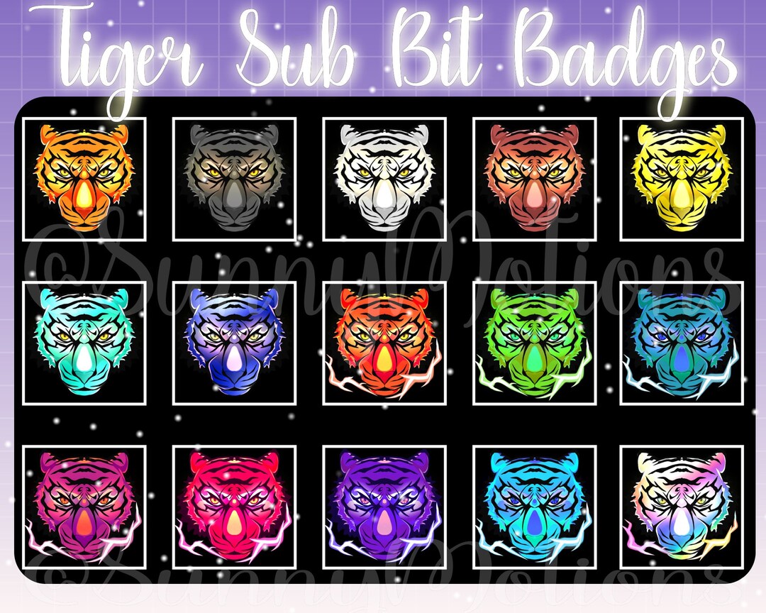 Tiger Twitch Loyalty Cheer Sub Bit Badges / Kawai Animal Emoji / Custom ...