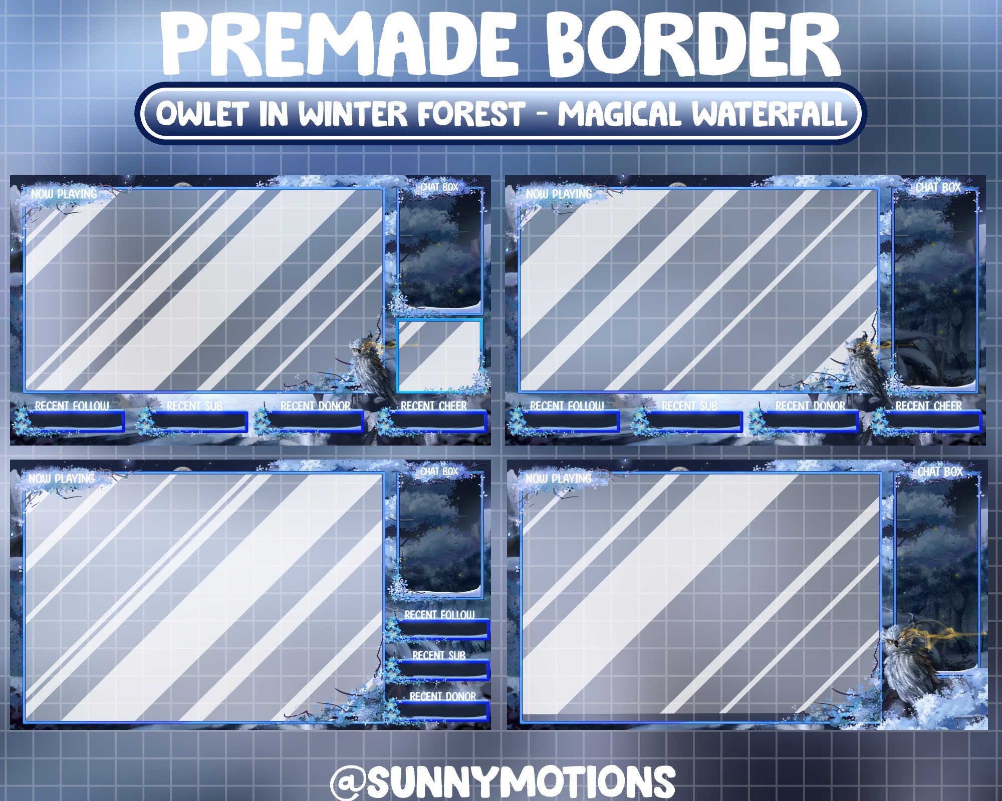 ANIMATED Twitch Stream Overlay Package / Magical Waterfall / Blue ...