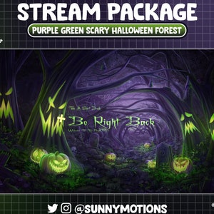 ANIMATED Twitch Overlay Stream Package: Purple Green Scary Spookiest ...