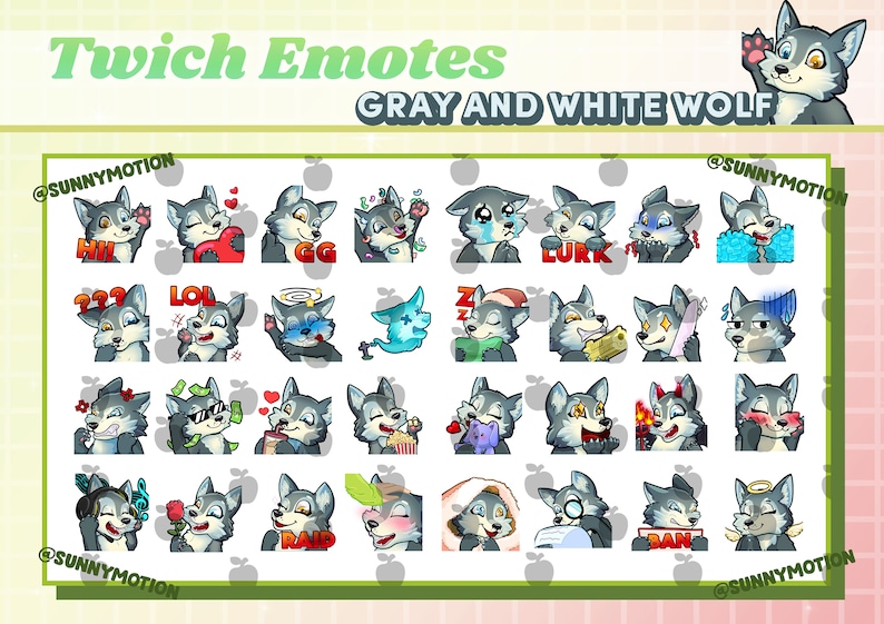 32x Cute Chibi Kawaii Gray Wolf With Yellow and Blue Eyes - Etsy