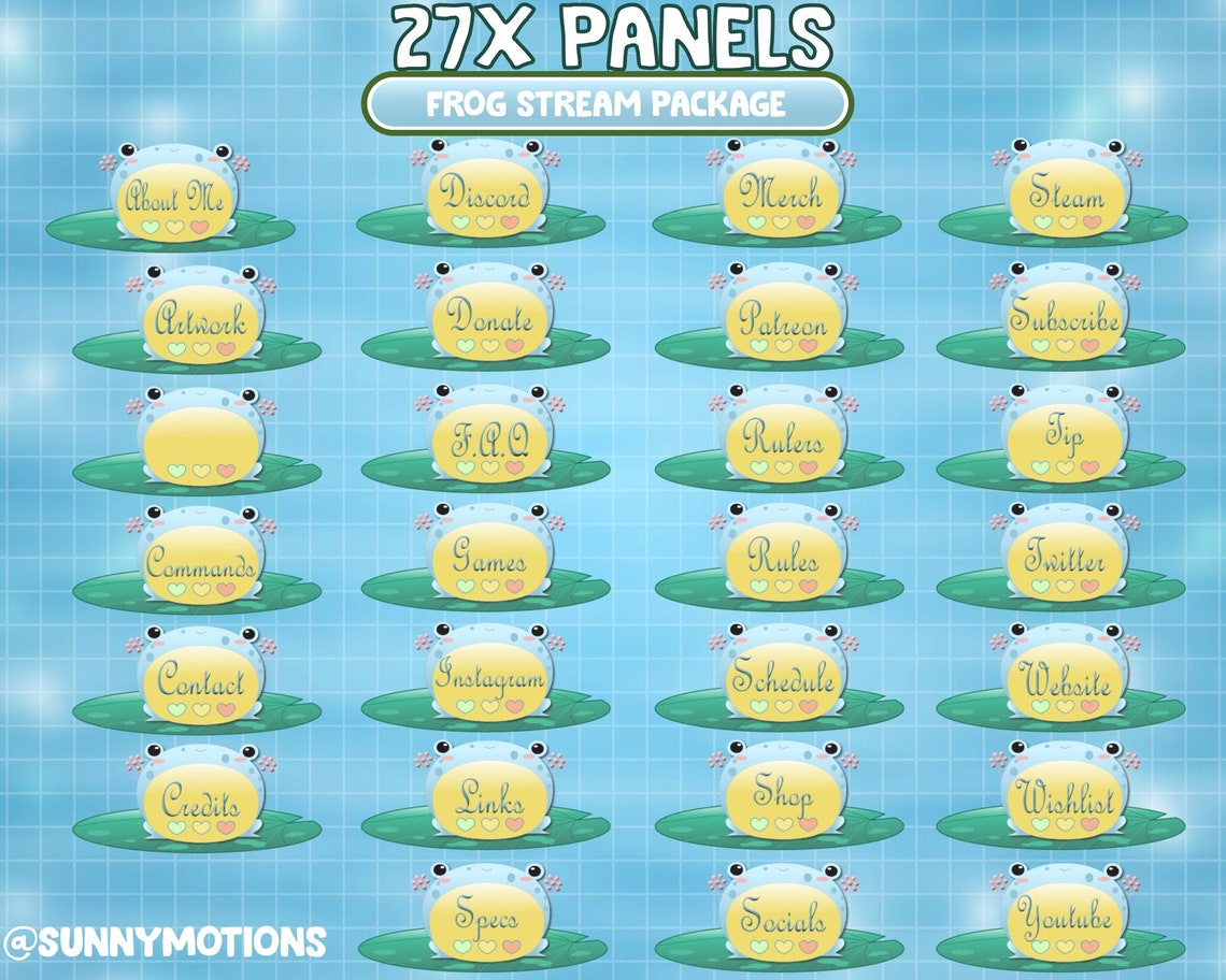 FULL ANIMATED Twitch Stream Package Love Cute Blue Froggy in | Etsy