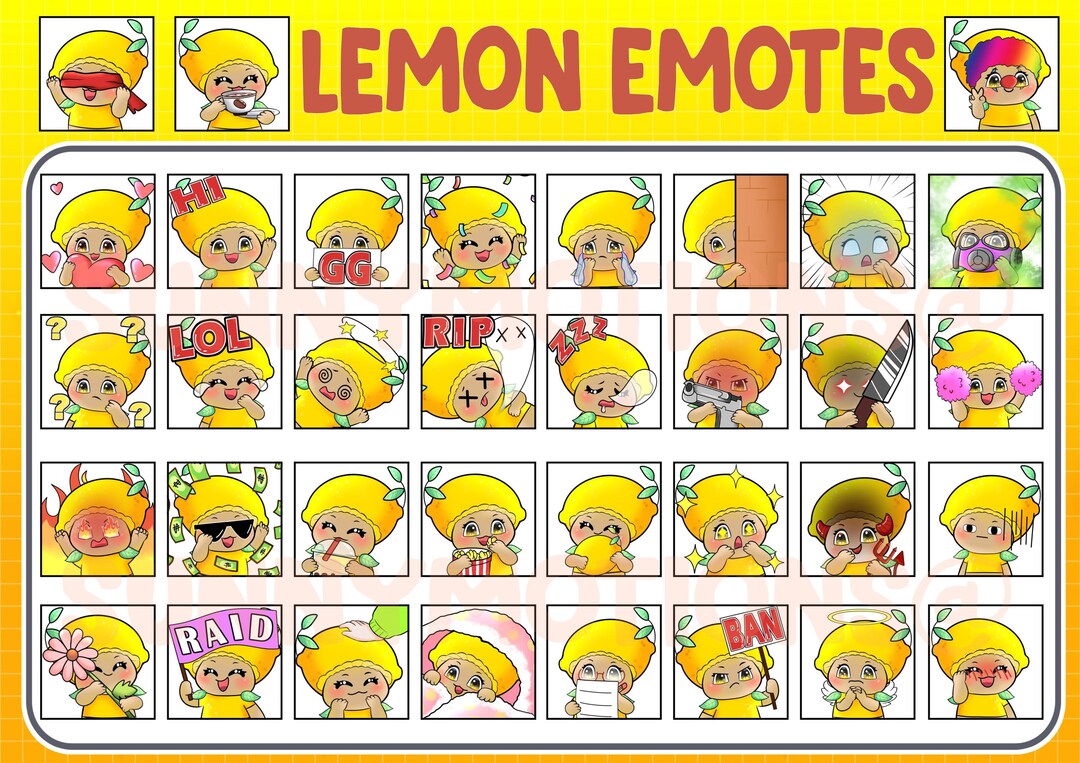 35 Cute Chibi Kawaii Lemon Tan Skin Twitch Discord Mixer Youtube Emotes ...