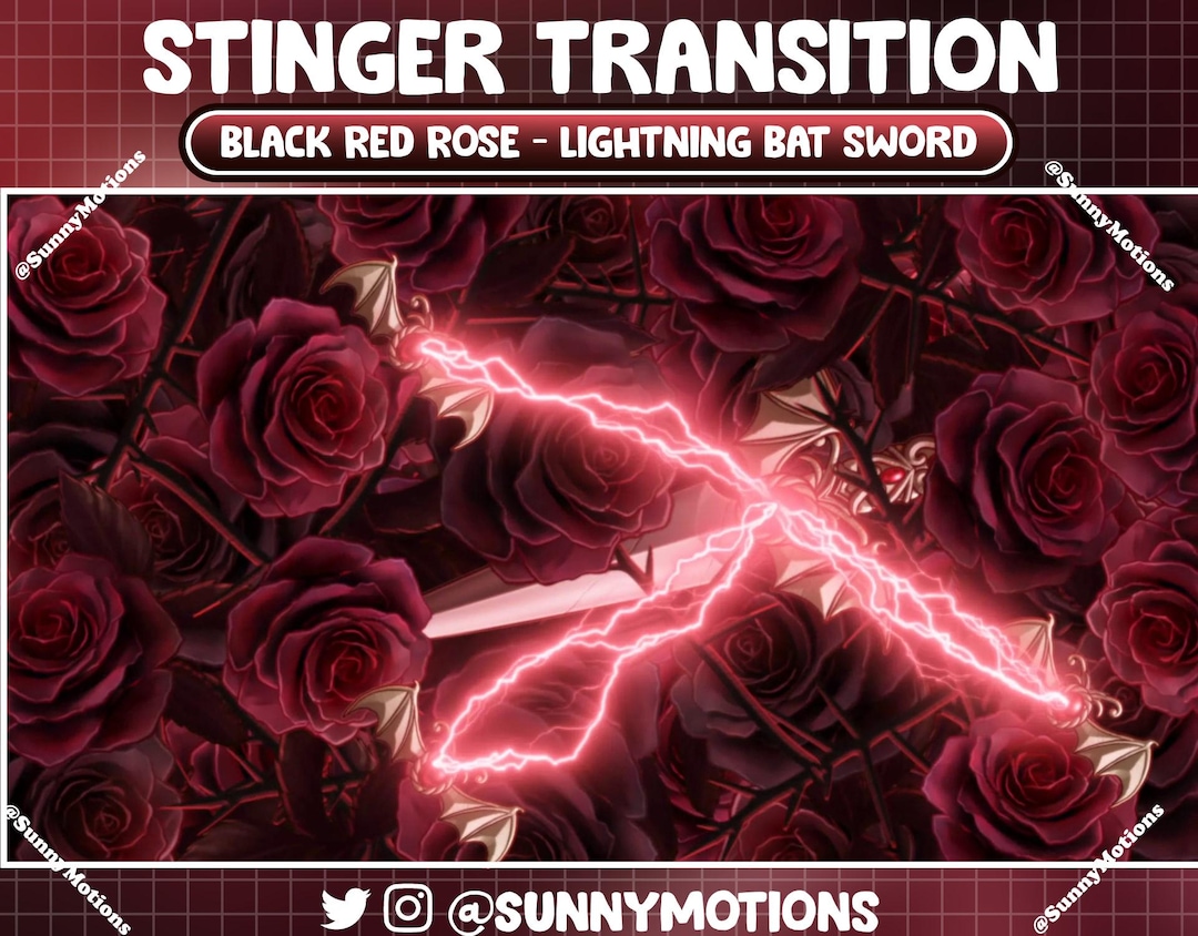 Animated Stream Stinger Transition: Spooky Black Red Rose, Crimson Bat ...