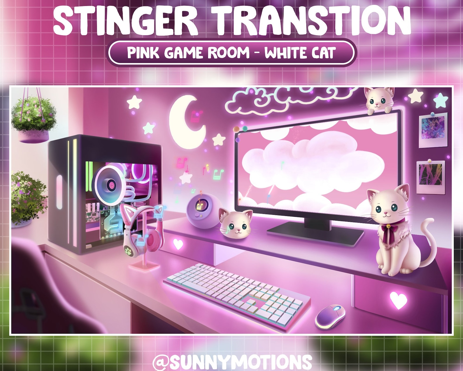 Animated Stream Stinger Transition / Lo-fi Aesthetic White Cat - Etsy