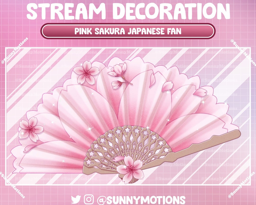 4 Animated Stream Decoration: Kawaii Spring Japanese Cherry Blossom Fan ...