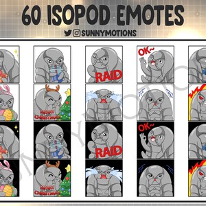 60x Cute Chibi Isopod Twitch Emotes, Roly Poly Pug Emoji, Shrimp ...