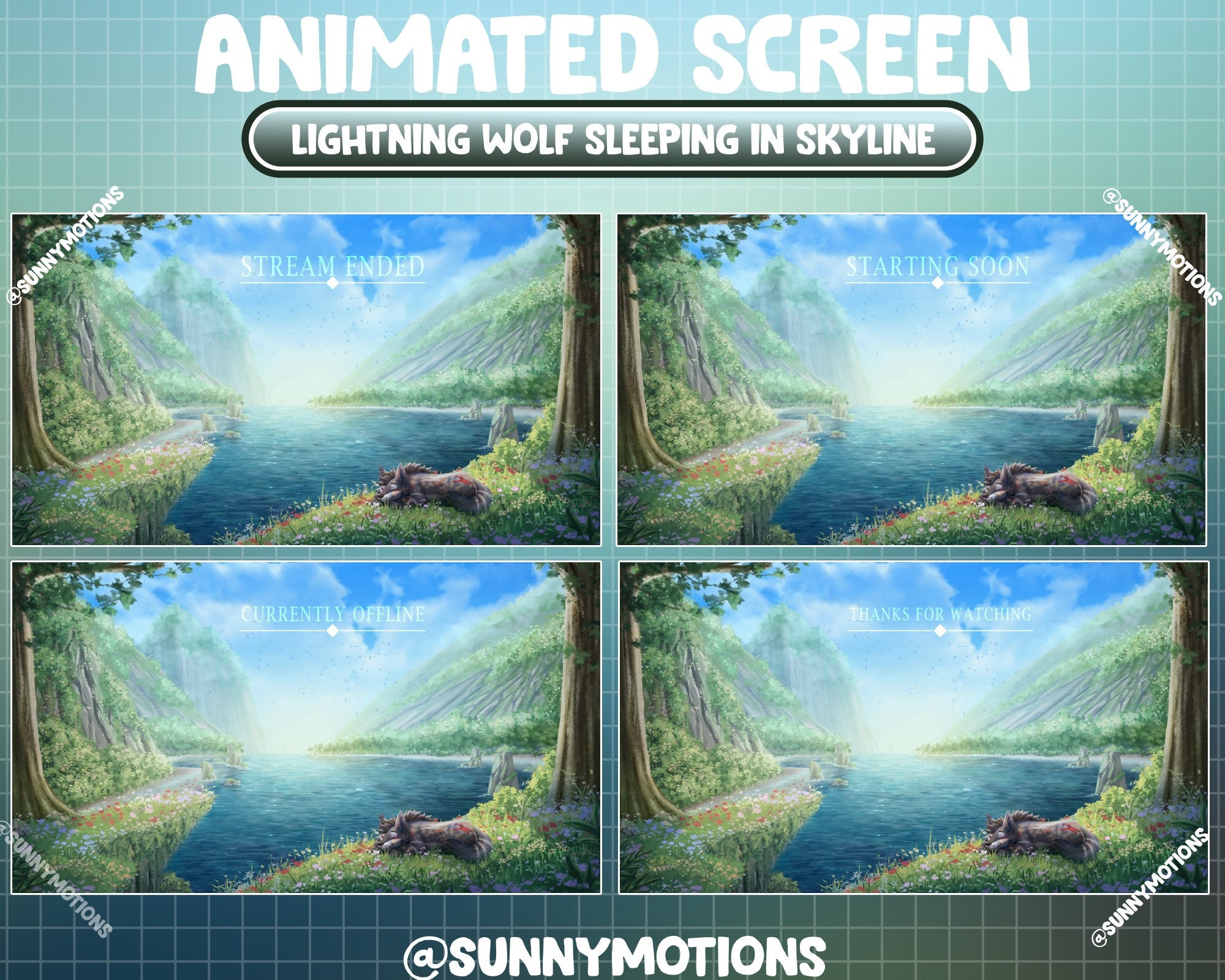 ANIMATED Screen Twitch Overlay / Lightning Black Wolf Sleeping - Etsy ...