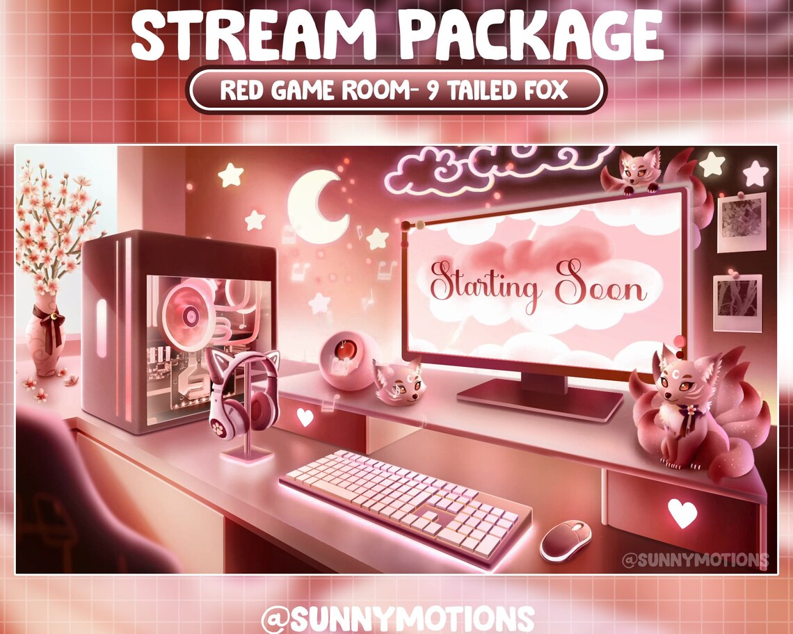 ANIMATED Twitch Overlay Stream Package / Lo-fi Aesthetic Red - Etsy