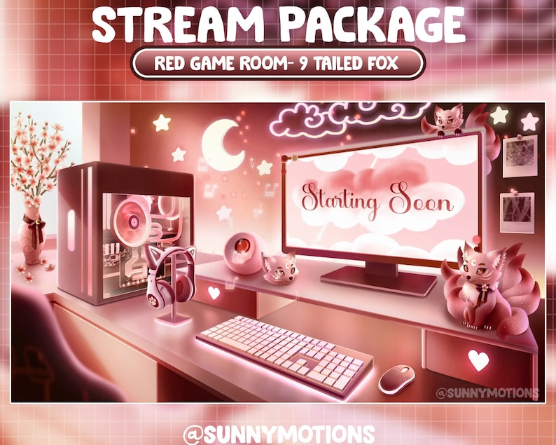 ANIMATED Twitch Overlay Stream Package / Lo-fi Aesthetic Red Nine ...