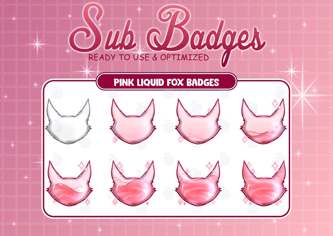 Pink Liquid Fox Bottle Twitch Sub Bit Badges / Kawaii Magic - Etsy