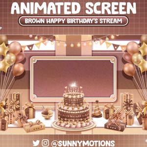 6 Animated Brown Orange Happy Birthday Room Twitch Screen Overlay ...