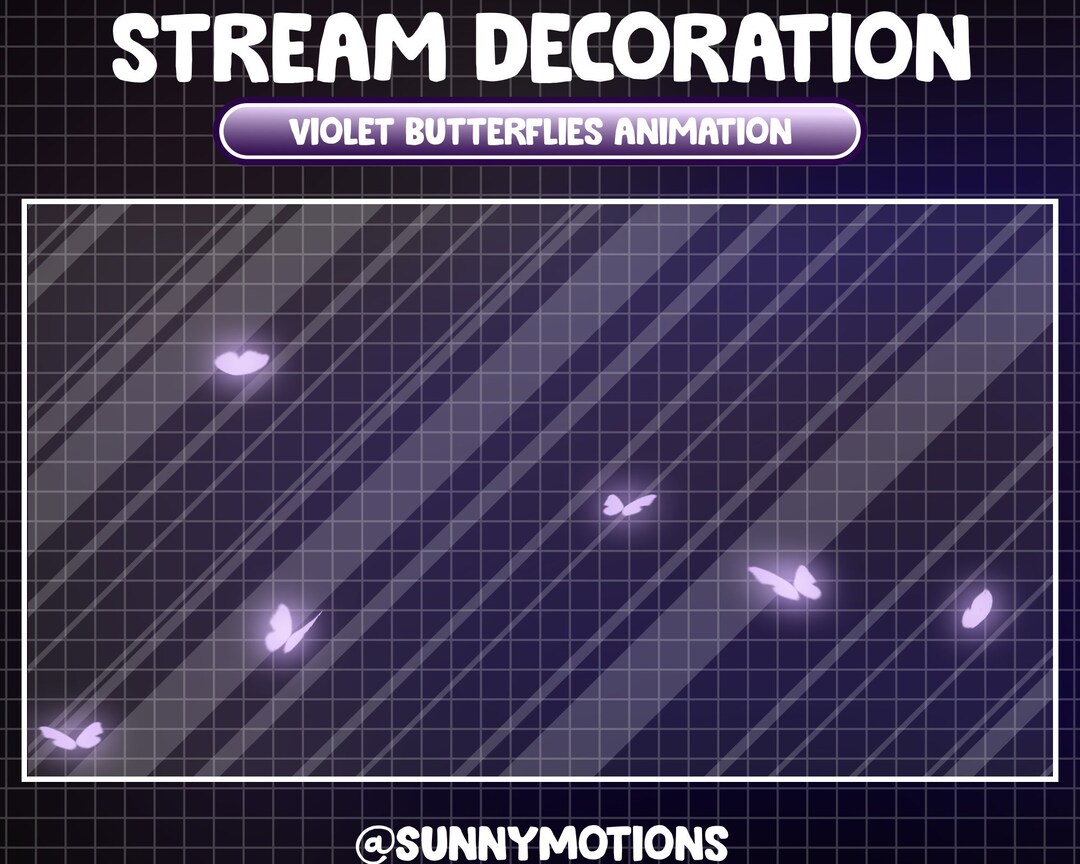 2x Animated Stream Decoration Cozy Theme: Magical Violet Butterflies ...