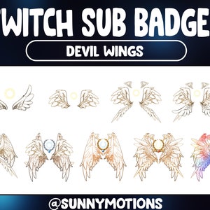 Cool Angel Wings Twitch Sub Bit Badges / Fairy Demon Streamer Emotes ...