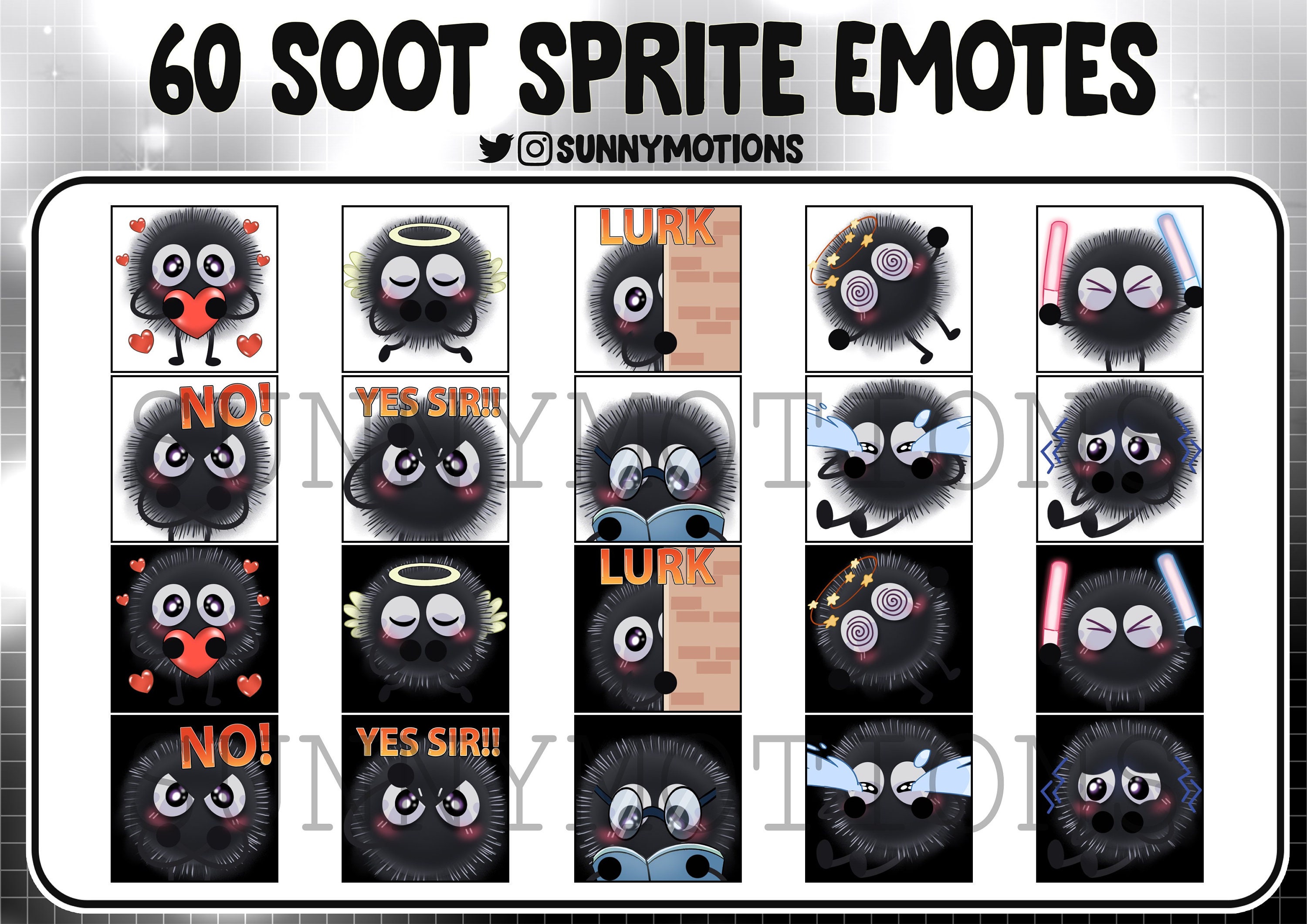 60 Cute Soot Sprite Twitch Emotes, Discord, Streamer, Scribble Creature ...