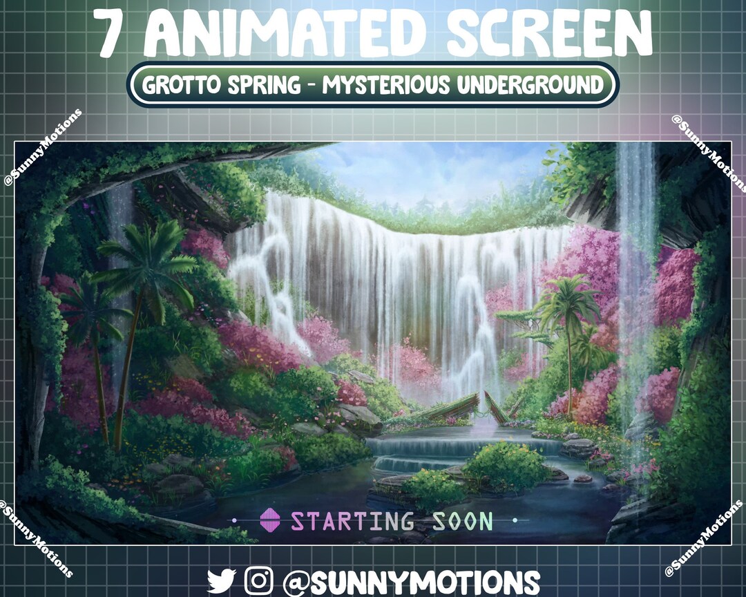 7 Animated Aesthetic Grotto Spring Twitch Screen Overlay, Mysterious ...