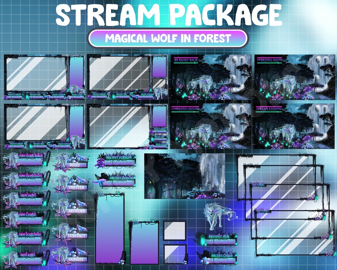 FULL ANIMATED Twitch Stream Package / Wolf in Glowing Spirit Forest ...