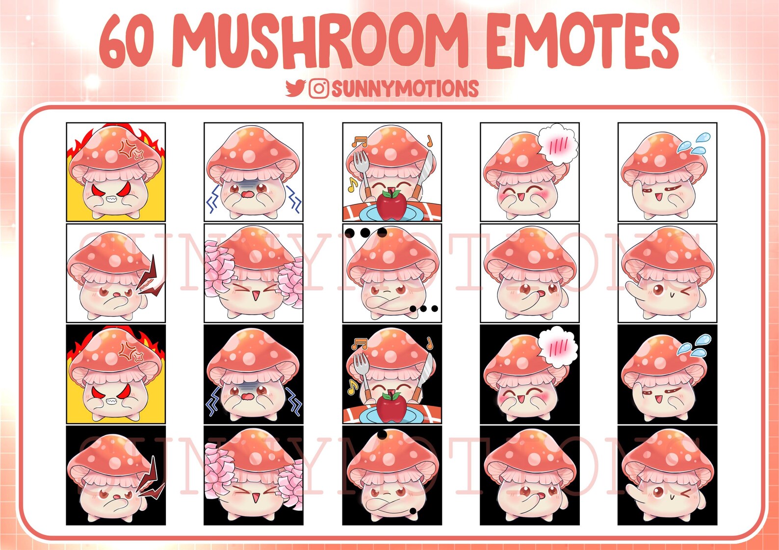 60 Cute Mushroom Twitch Emotes Bundle, Discord, Streamer, Kawai ...