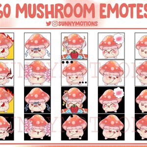 Cute Mushroom Twitch Emotes Bundle, Discord, Streamer, Kawai Fall ...