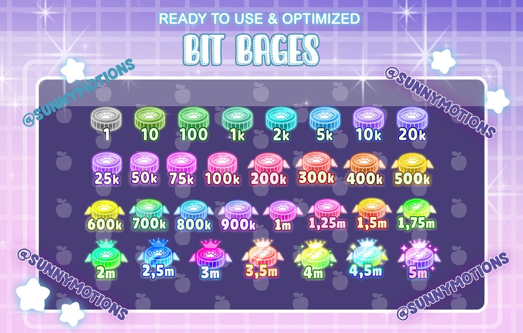 31 Colorful Neon Paw Coin Number Twitch Bit Badges / Rainbow Dog, Wolf ...