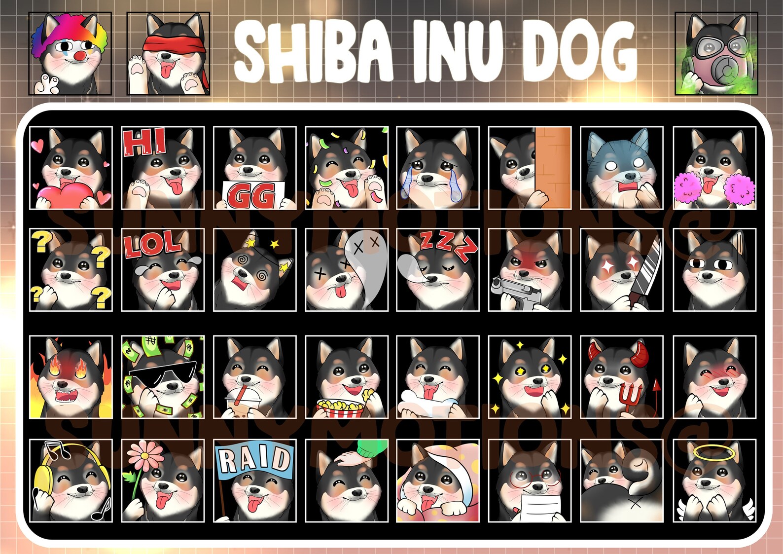 Cute Chibi Kawaii Black Shiba Inu Dog Twitch Discord Mixer | Etsy