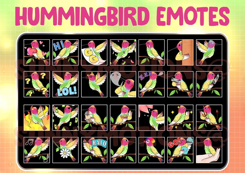 Kawaii Hummingbird Twitch Discord Emotes / Tropic Spring Bird Emoji ...