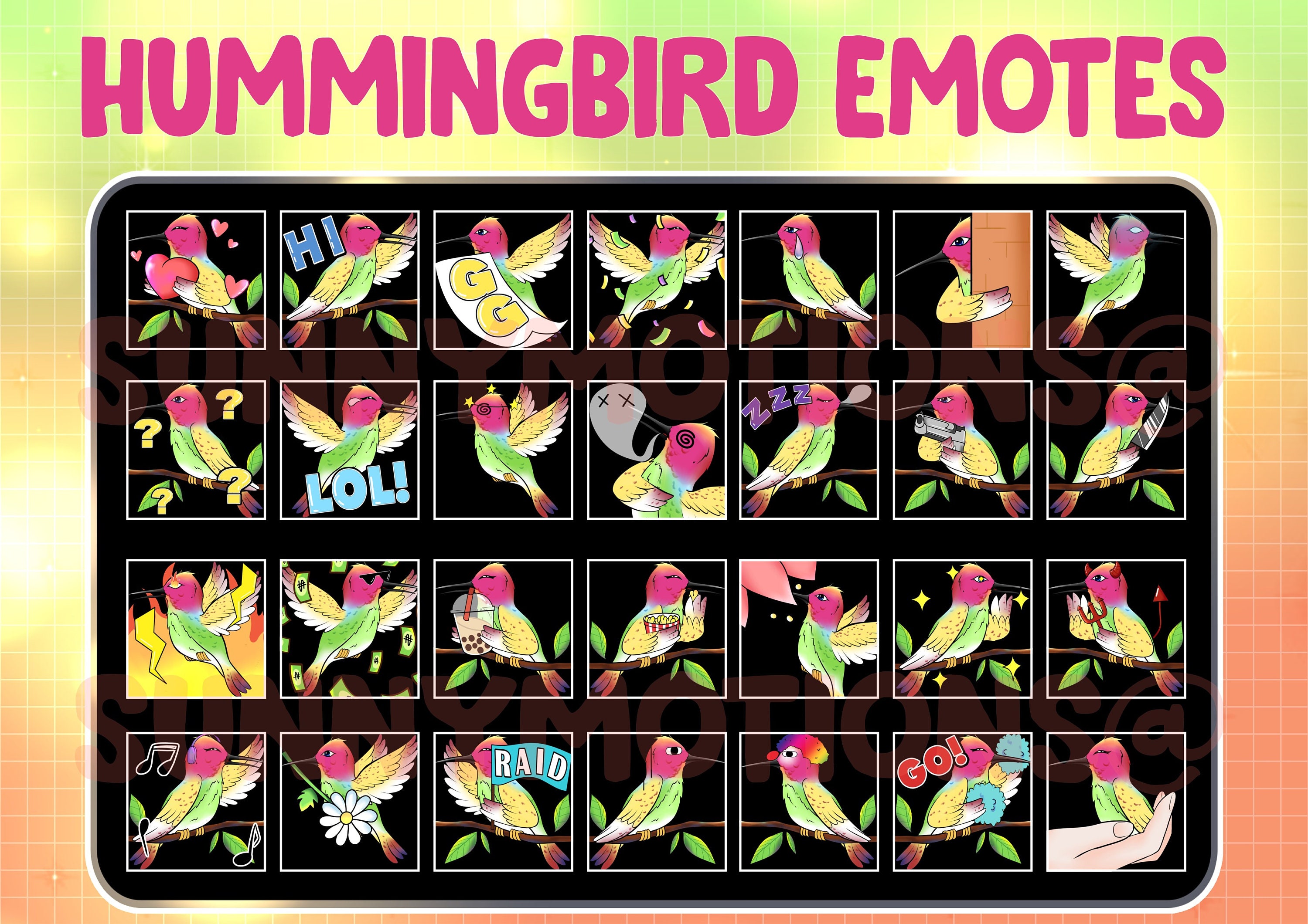 Kawaii Hummingbird Twitch Discord Emotes / Tropic Spring Bird - Etsy