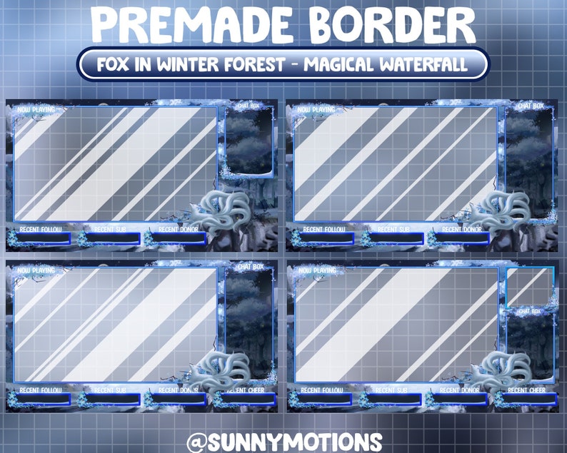 ANIMATED Twitch Stream Overlay Package / Magical Waterfall in Blue ...