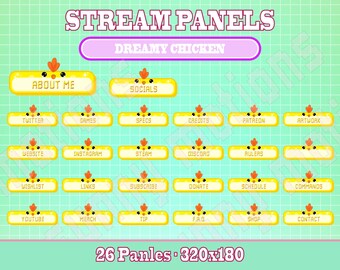 26x Twitch Cute Yellow Chicken Box Panels / Badges / Kawaii Animal ...