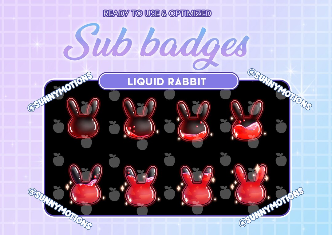 8 Dark Red Liquid Rabbit Bottle Twitch Sub Bit Badges, Kawaii Magic ...