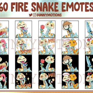 60x Cute Blue Fire Snake Twitch Emotes Bundle, Discord, OBS, Streamer ...