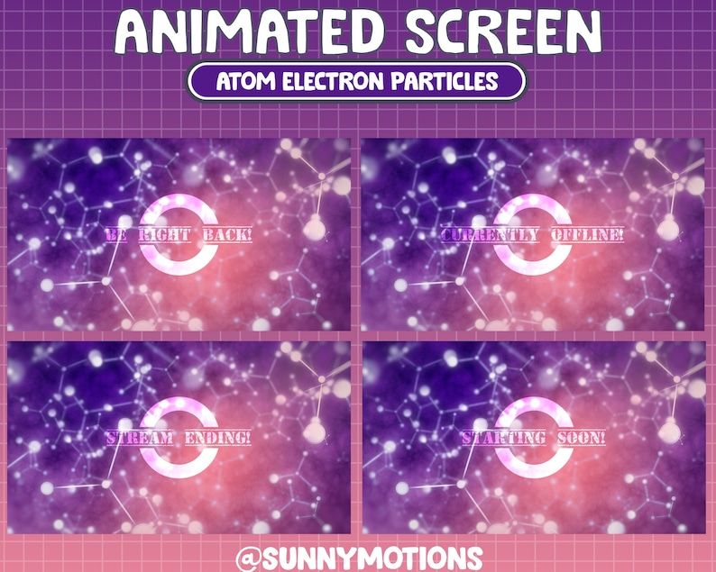 6x Animated Twitch Screen Overlay Atomic Electron Particles / Atom ...