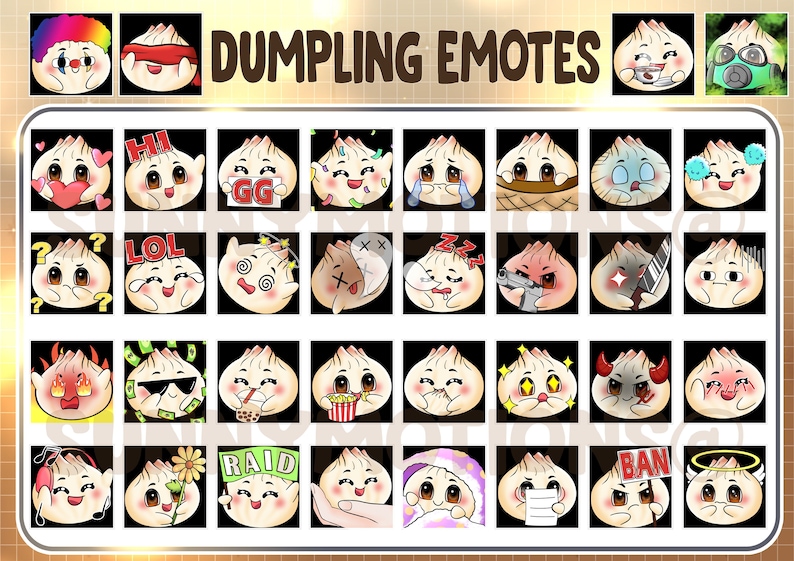 36 Cute Chibi Dumpling Twitch Discord Emotes, Bao Cake Donation ...