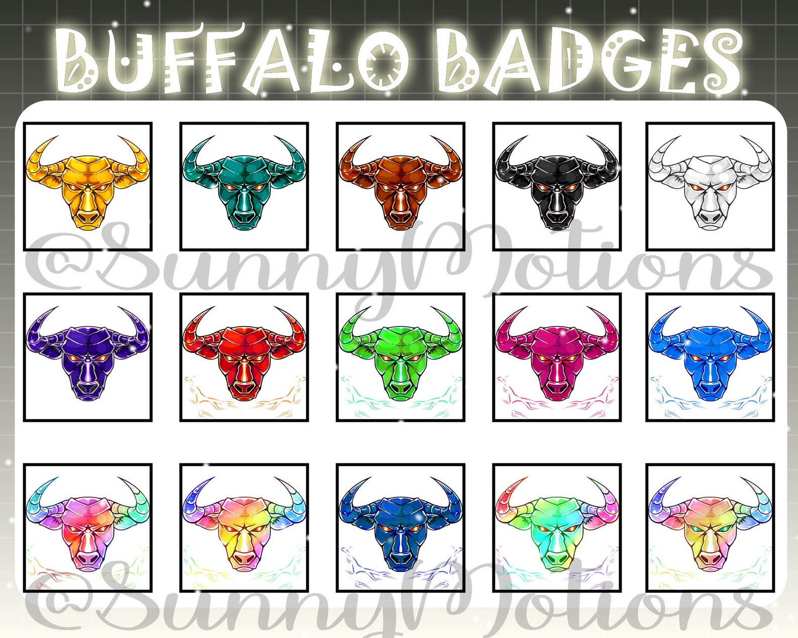 15 Buffalo Twitch Loyalty Sub Bit Badges / Kawai Animal Emoji | Etsy