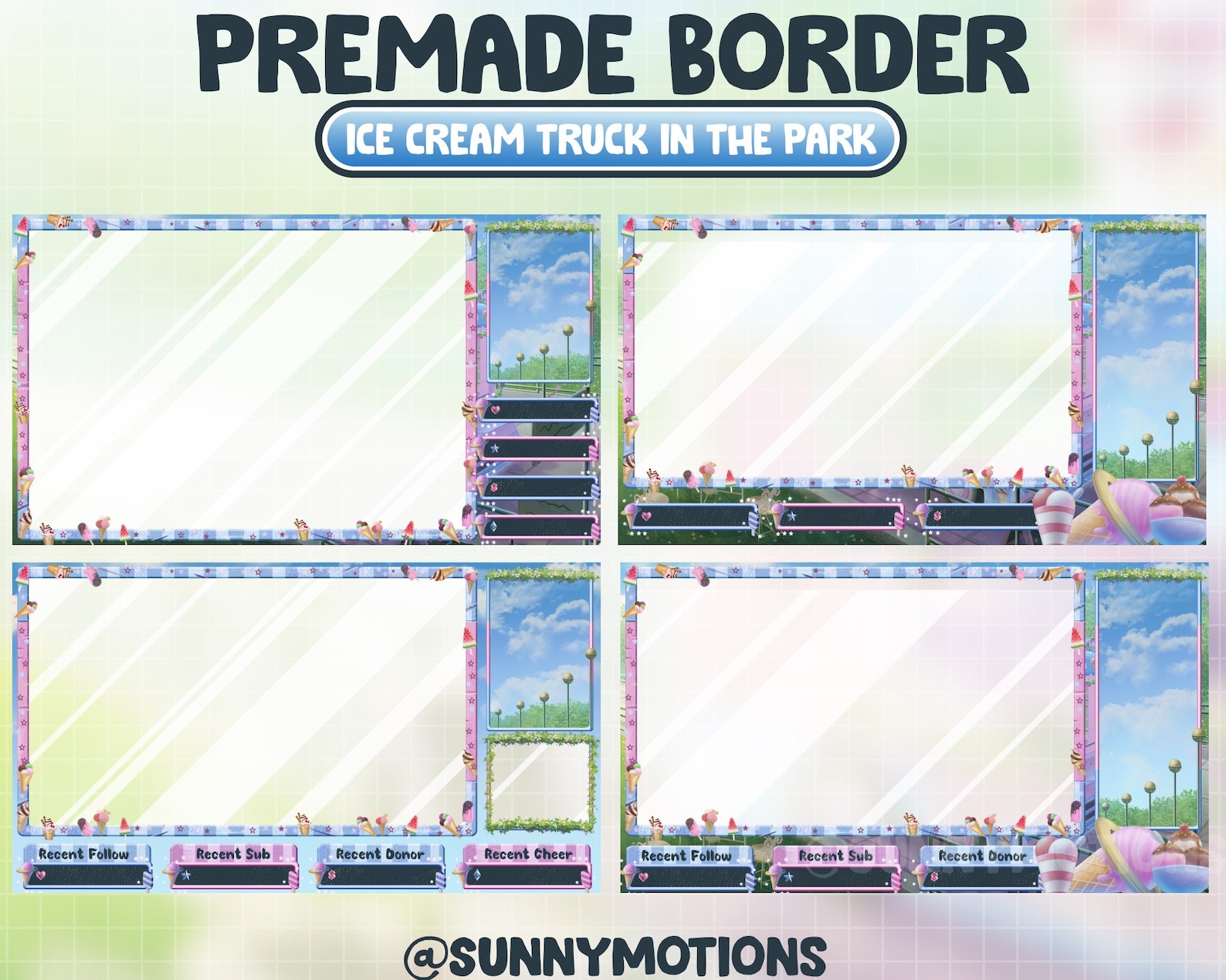 Animated Twitch Stream Package Overlay / Pink Blue Ice Cream - Etsy