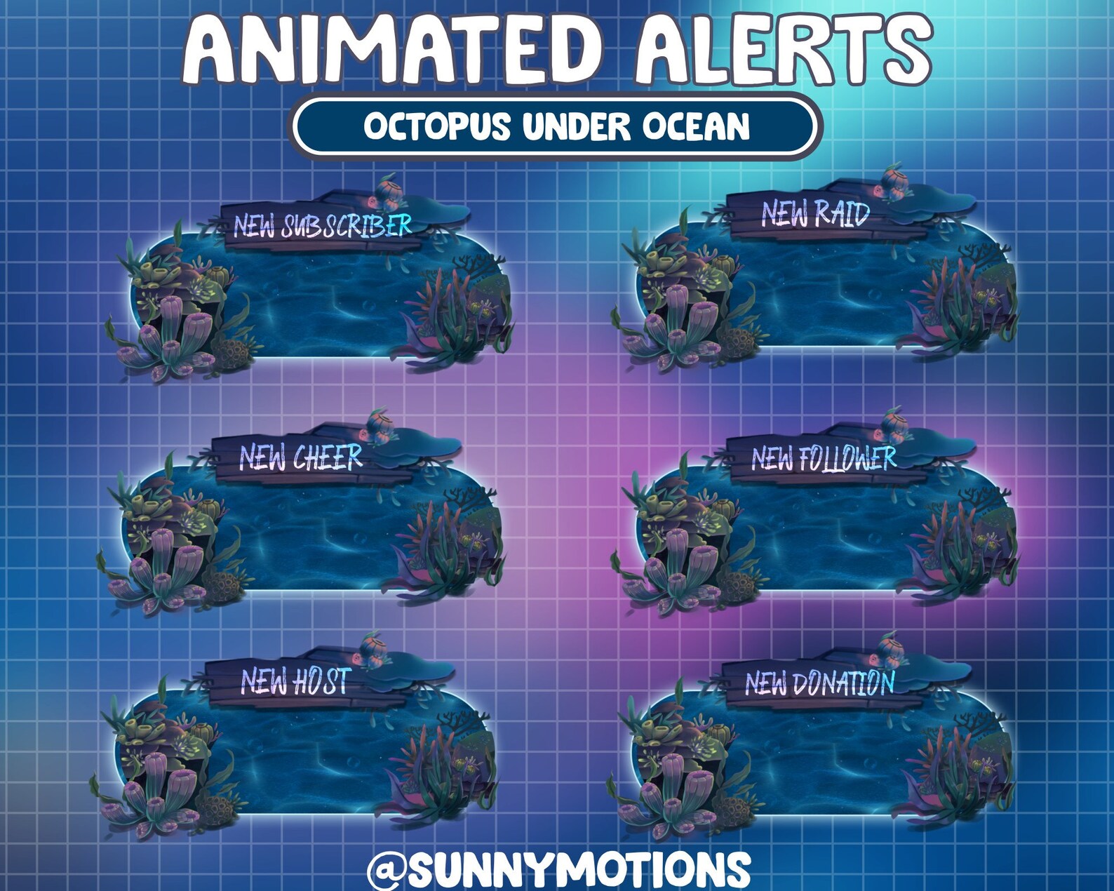 FULL ANIMATED Octopus Twitch Stream Package / Under Ocean Art With ...