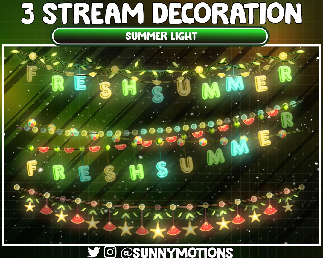 Animated Fresh Summer Text Twinkle Light Stream Decoration, Bulb, Water ...