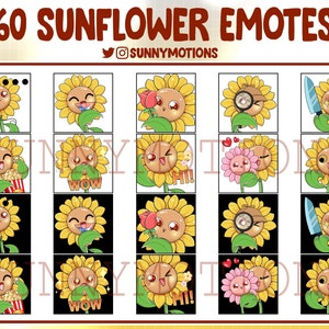 60 Cute Yellow Sunflower Twitch Emotes, Discord, Streamer, Kawai Sunny ...
