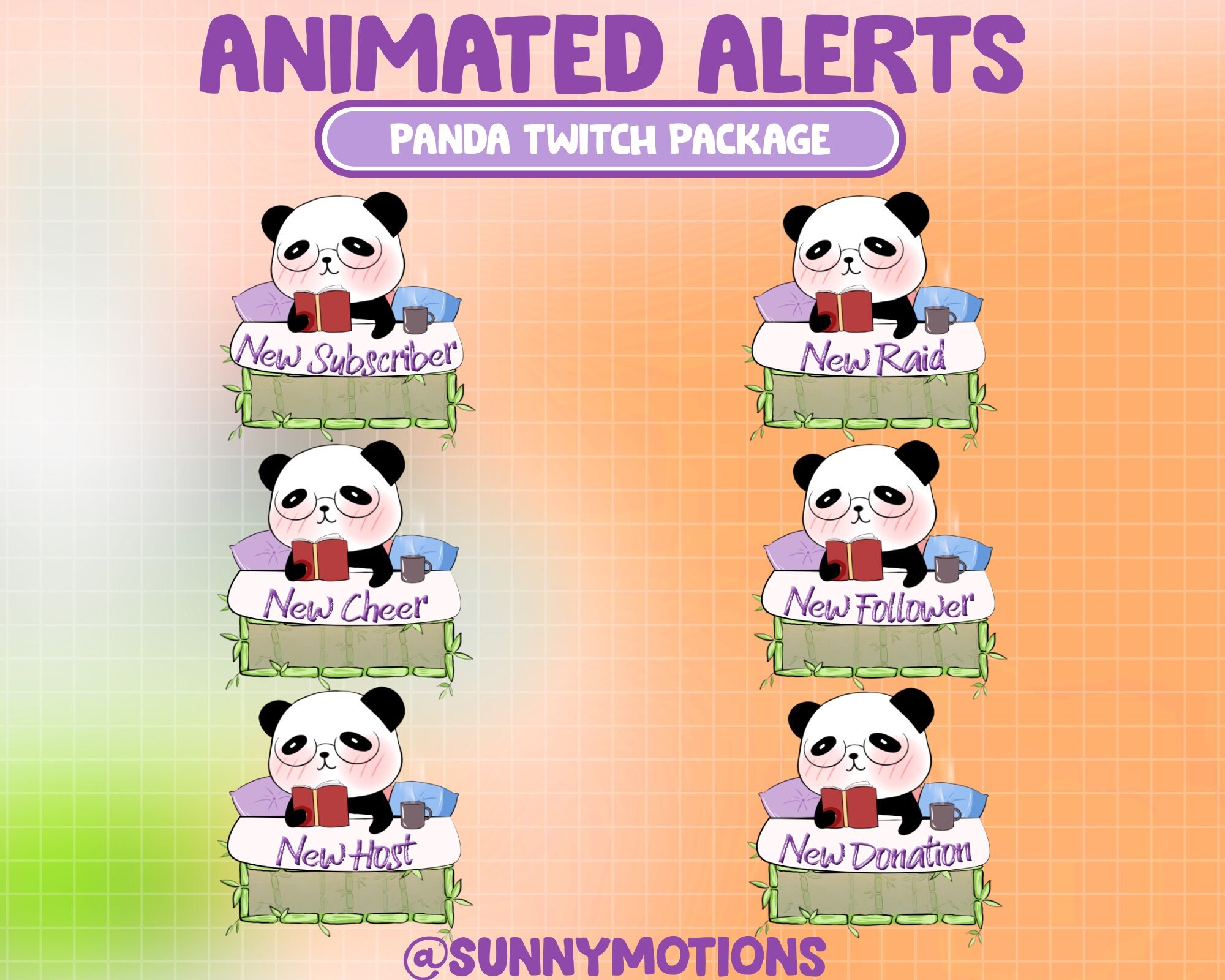 FULL ANIMATED Twitch Stream Package Cute Panda in Magical Lake / Bamboo ...