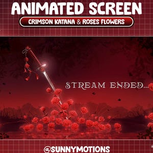 ANIMATED Twitch Overlay Stream Package: Crimson Katana & Roses Flowers ...