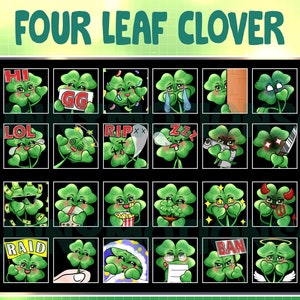 33 Twitch Discord Emotes Cute Four Leaf Clover / Kawai Green Plant ...