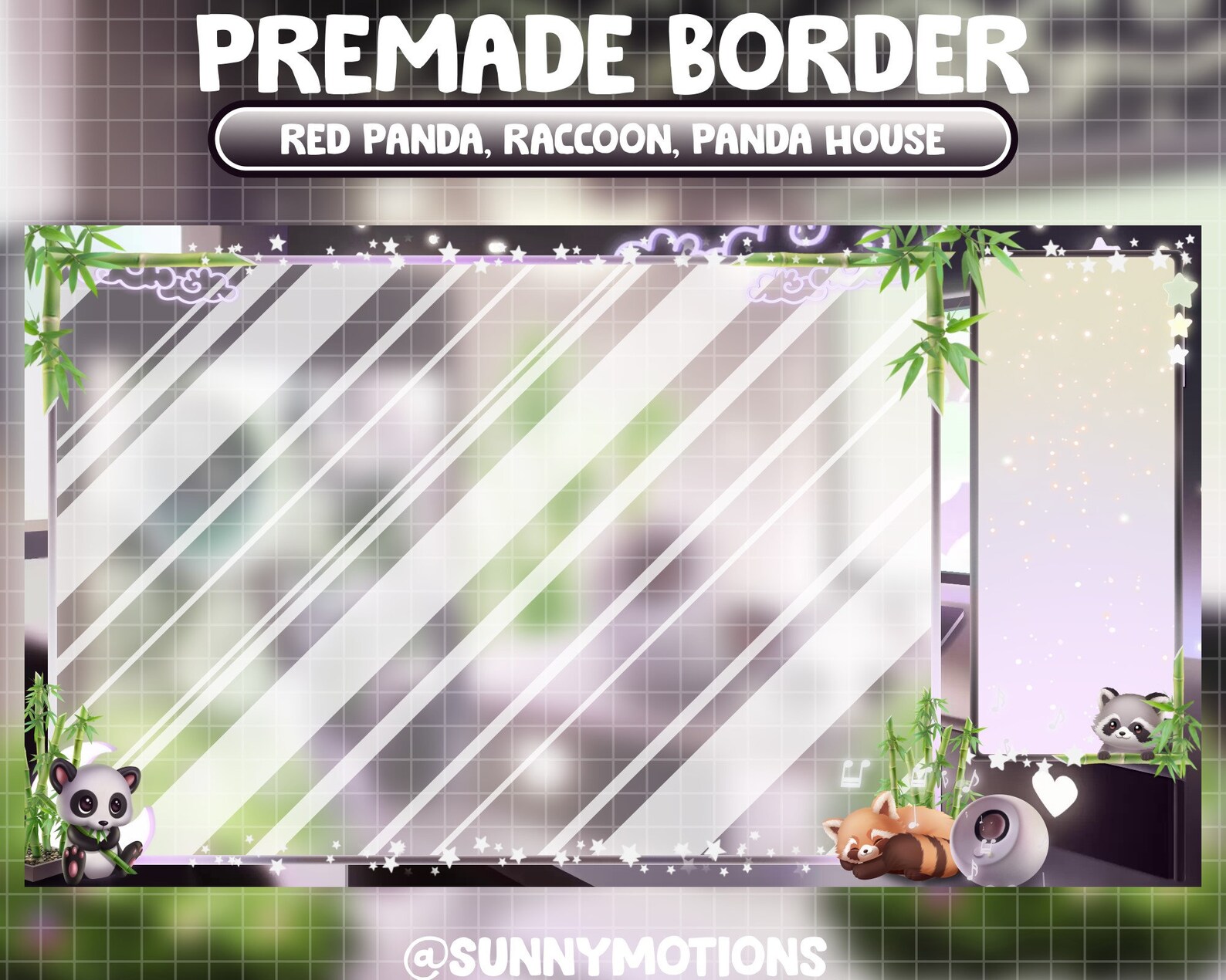 ANIMATED Twitch Overlay Stream Package: Lo-fi Aesthetic Black Purple ...