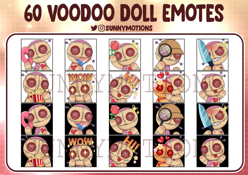 Horror Orange Voodoo Doll Twitch Emotes Bundle, Discord, Streamer ...