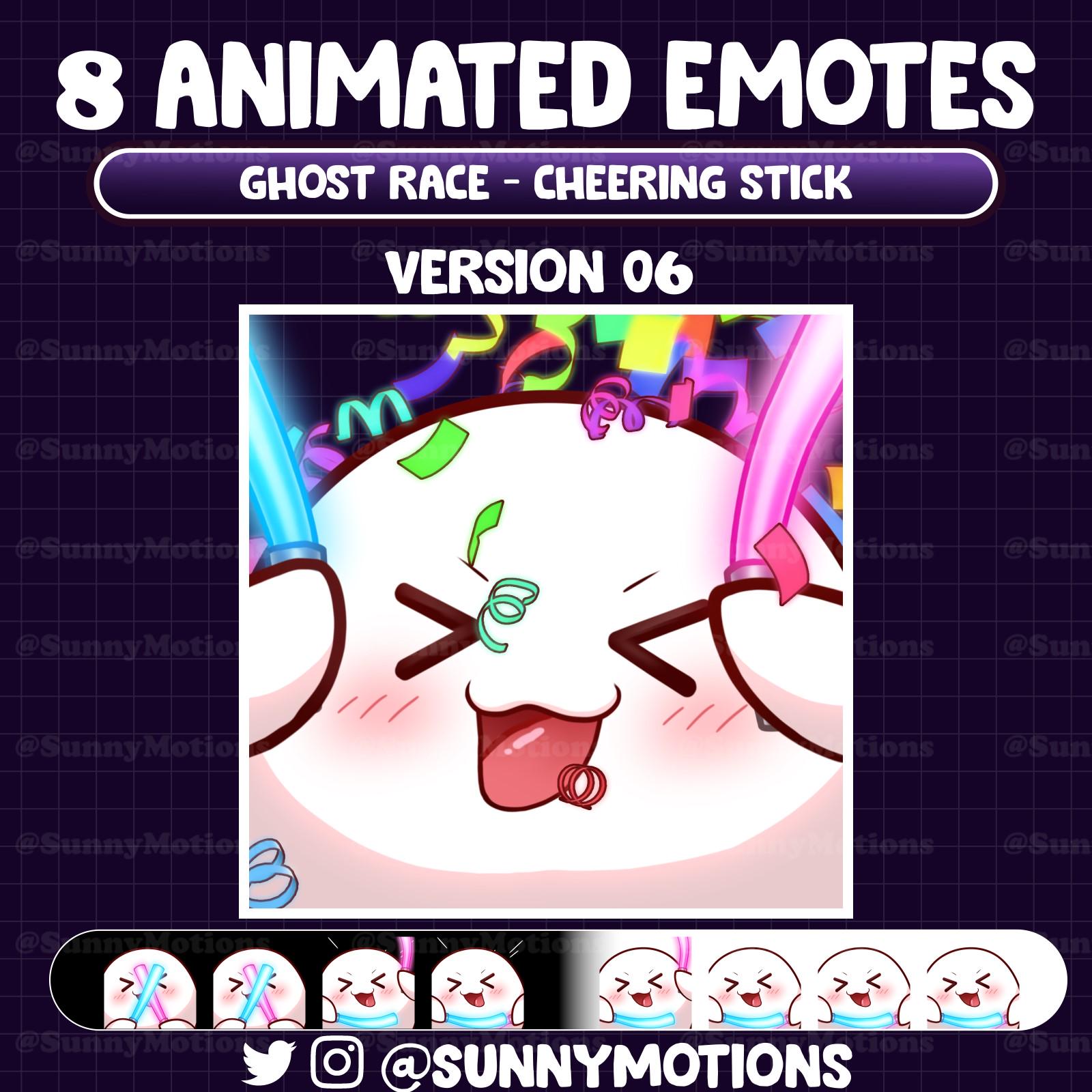 Animated Twitch Emotes: Cute Ghost Rave Light Stick P2, Confetti ...