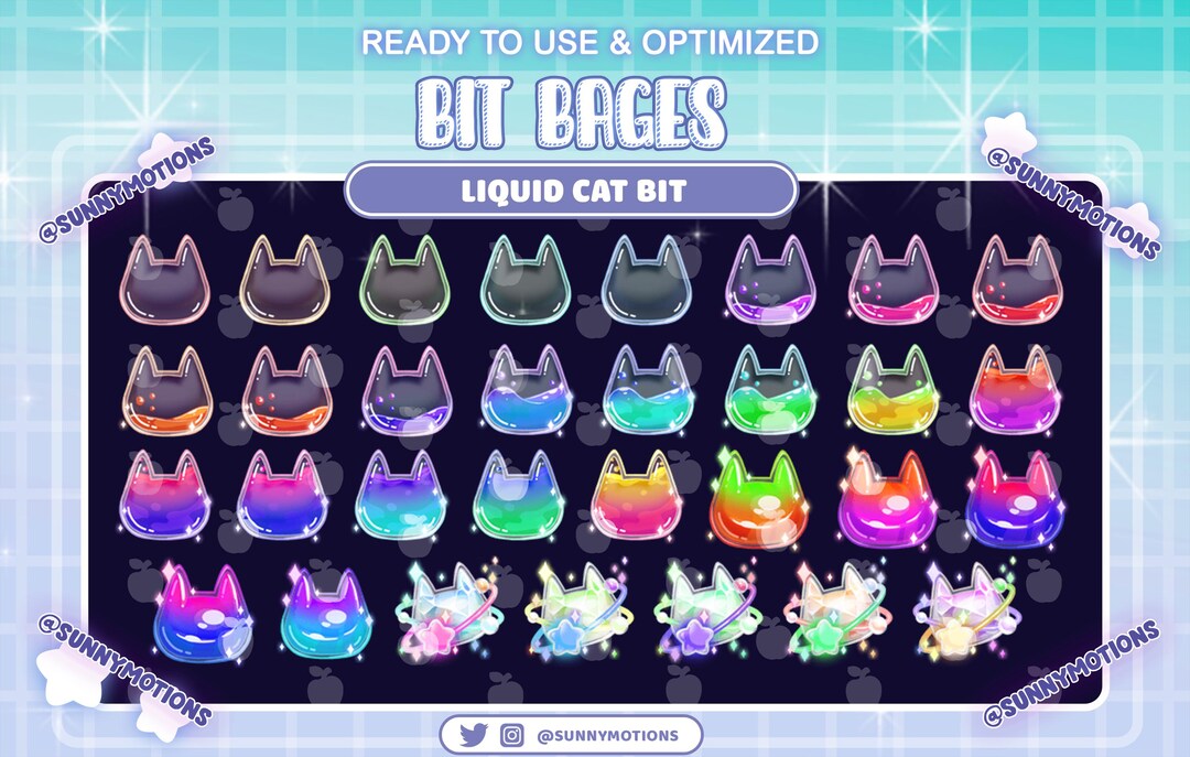 31 Colorful Neon Liquid Cat Bottle Twitch Tier Sub Badges, Witchy ...
