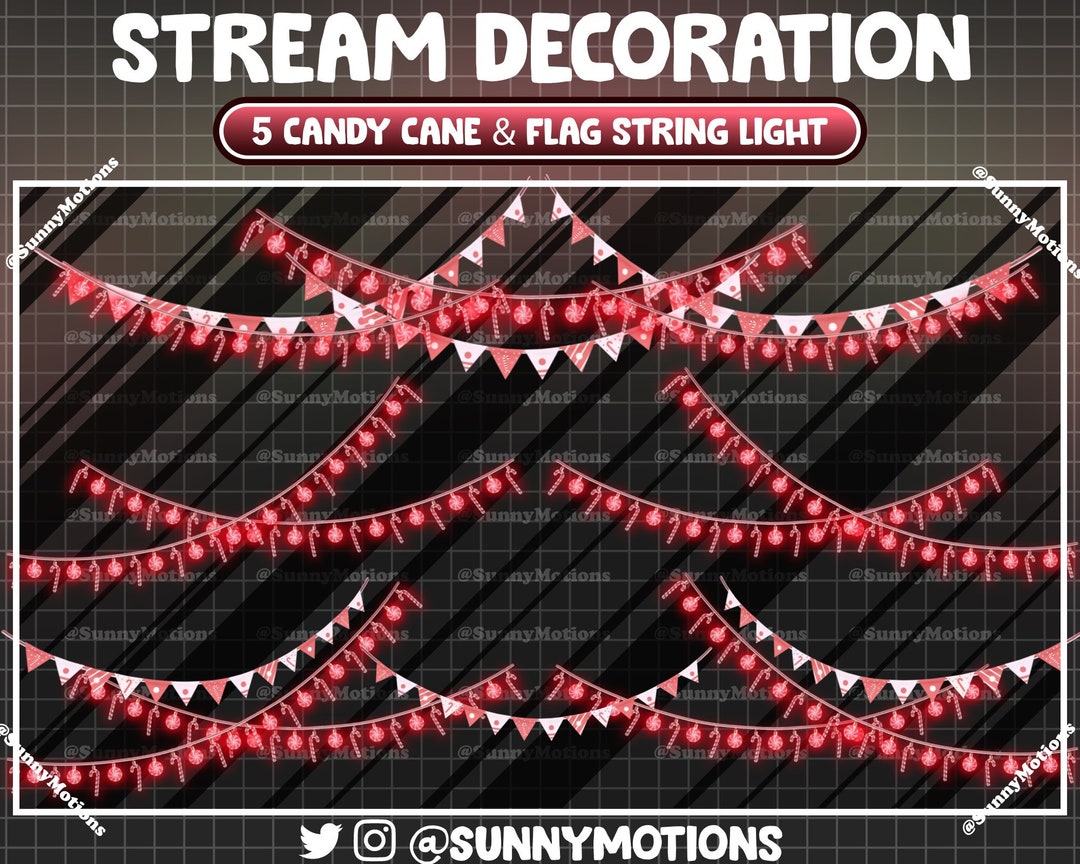 Red Merry Christmas Candy Cane & Flag String Light Party Stream ...