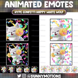 Animated Confetti Surprise Party Hype White Gray Wolf Twitch Emotes ...