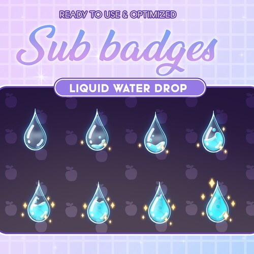 Mint Green Liquid Water Drop Bottle Twitch Sub Bit Badges / - Etsy
