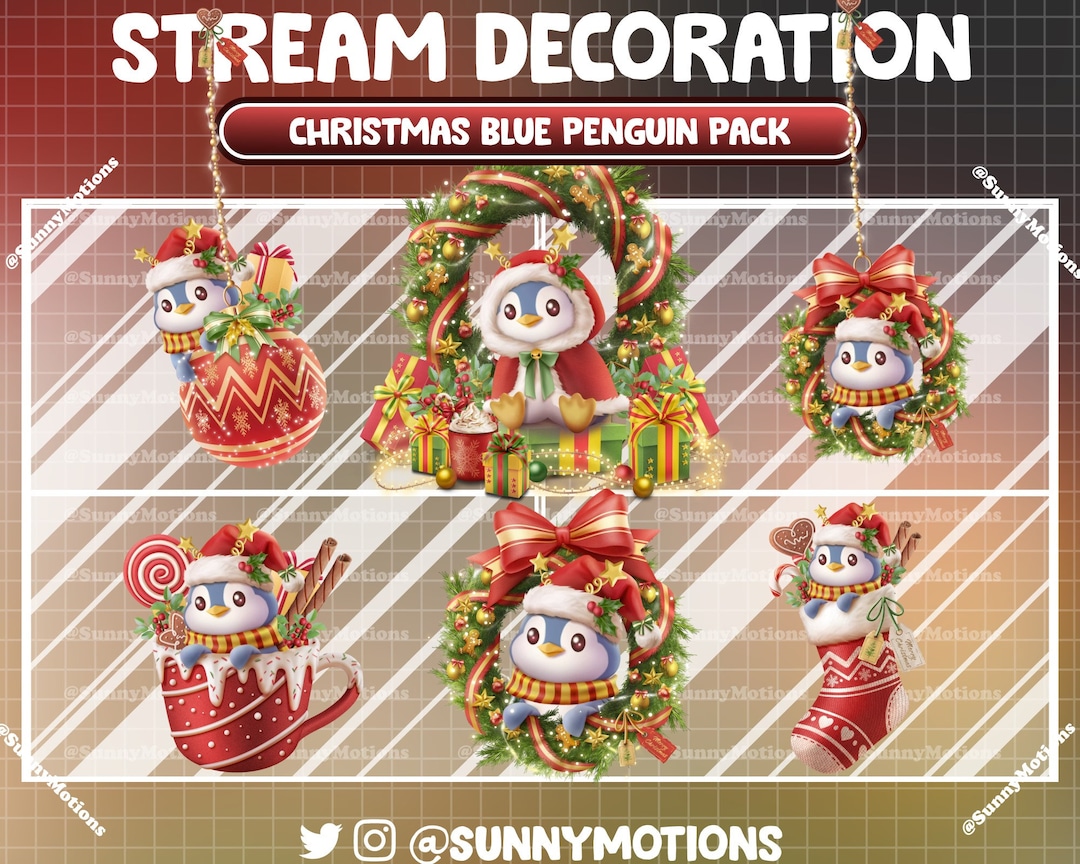 Stream Decoration: Santa Blue Penguin, Christmas Streamer Gifts, Xmas ...
